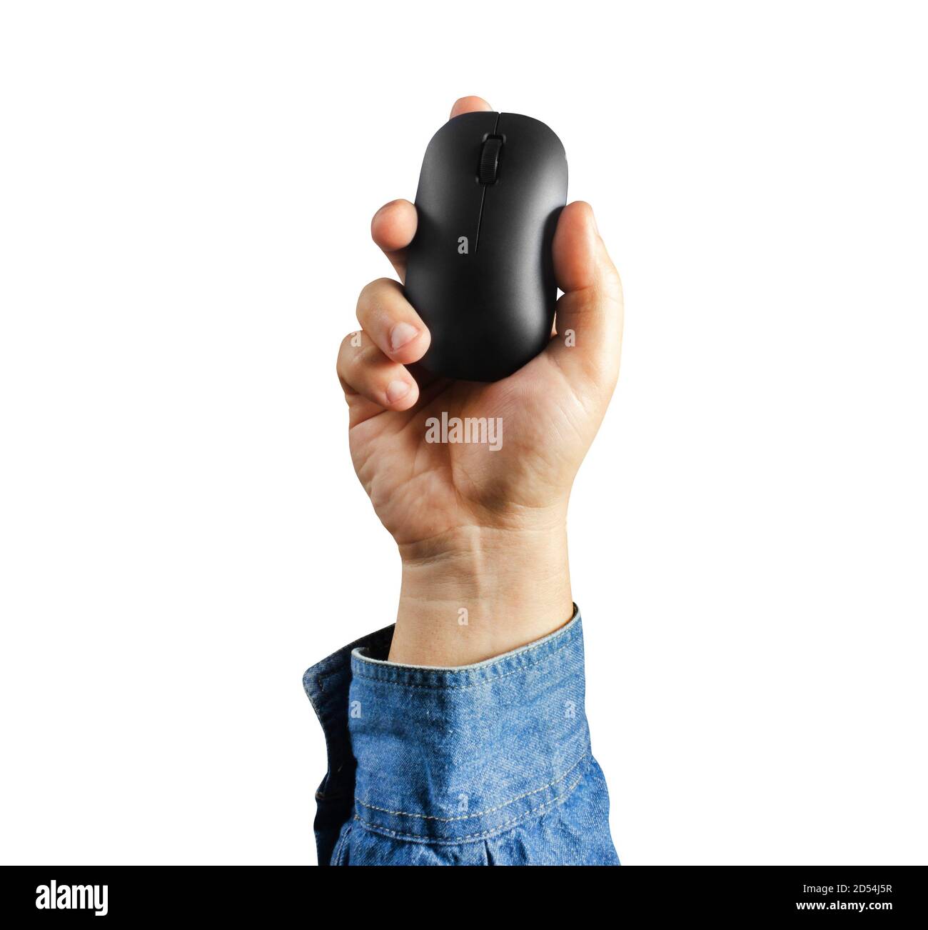 Photo of isolated male hand in shirt holding computer mouse Stock Photo ...
