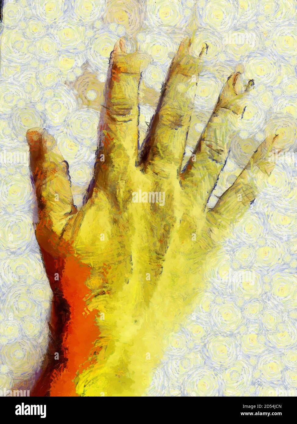 Man's hand Illustrations creates an impressionist style of painting ...