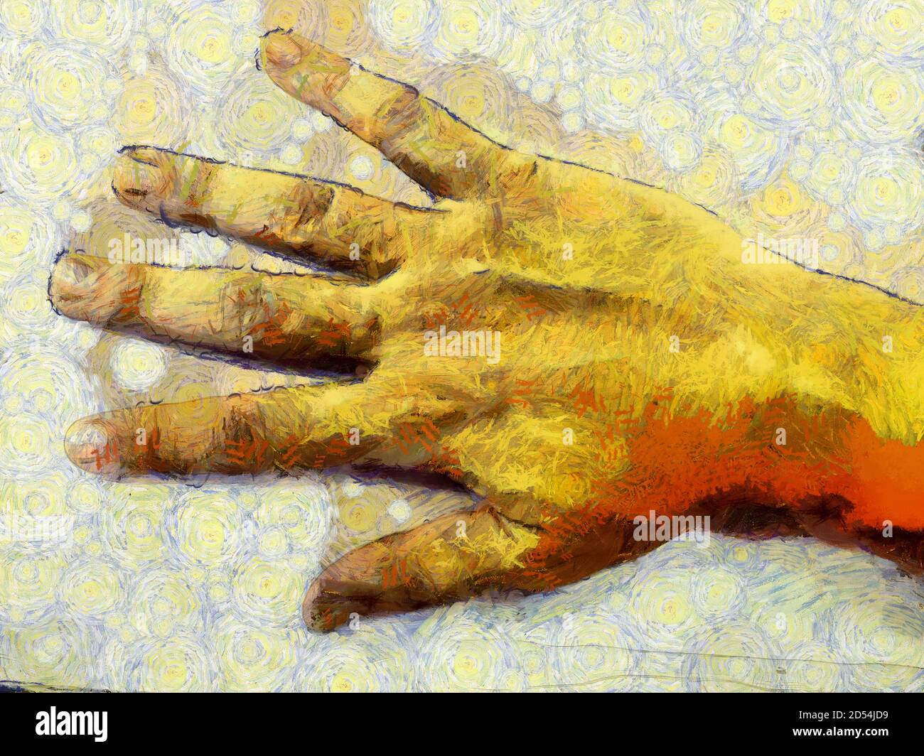 Man's hand Illustrations creates an impressionist style of painting ...