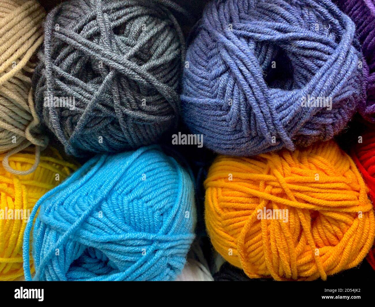 Background multi colored. Closeup of a tangle of knitting threads Stock ...