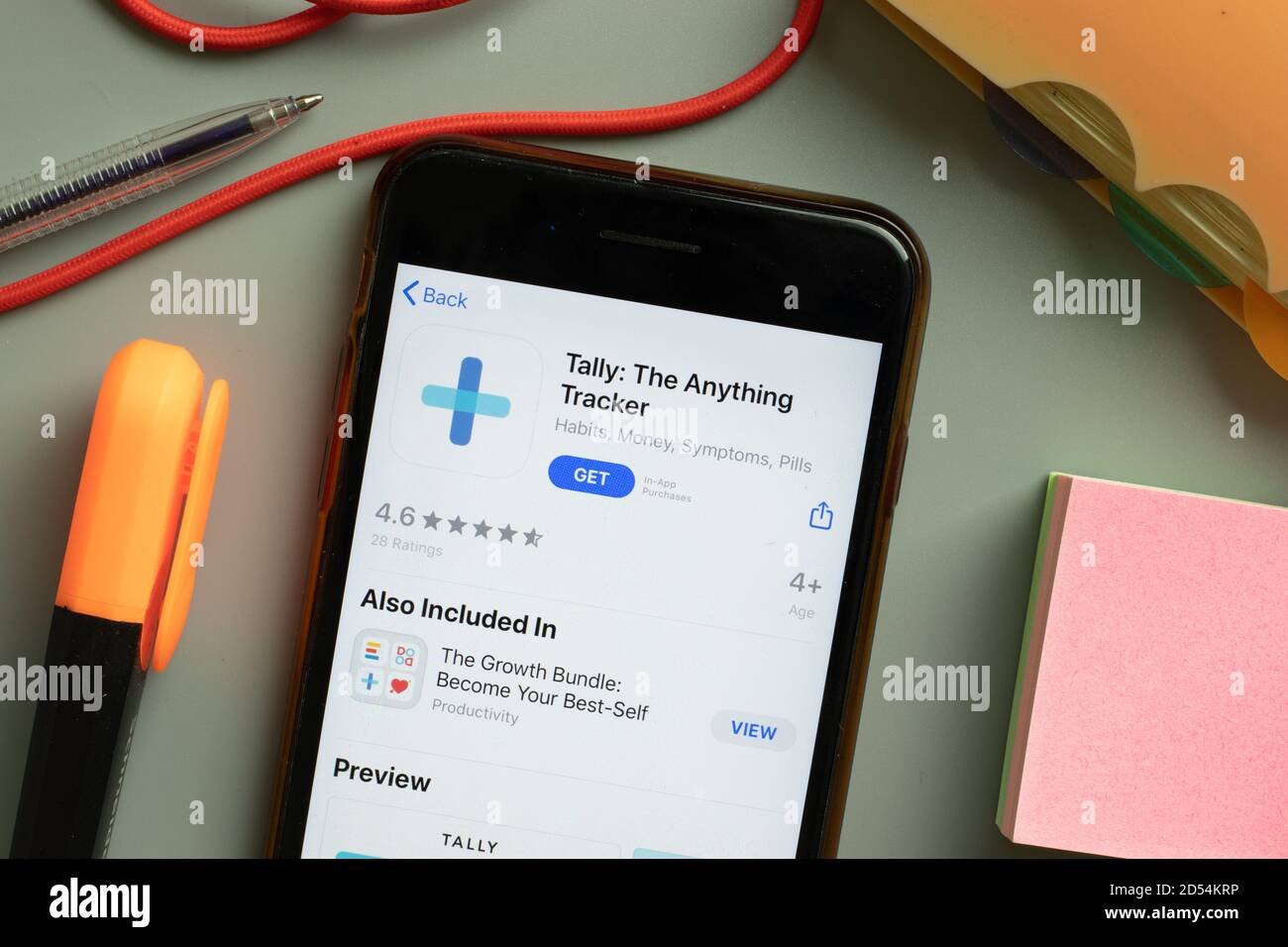 New York, USA - 29 September 2020: Tally The Anything Tracker mobile ...