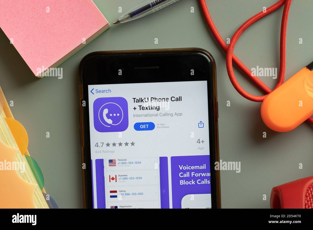 New York, USA - 27 September 2020: TalkU Phone Call mobile app logo on ...