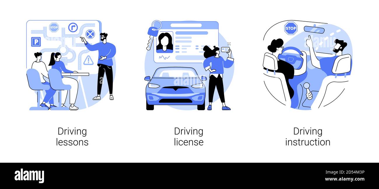 Driving school abstract concept vector illustrations Stock Vector Image ...