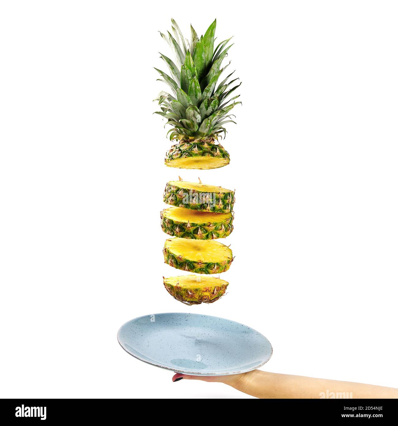 Pineapple fresh ananas. Pineapple sliced, levitates in the air. Concept ...