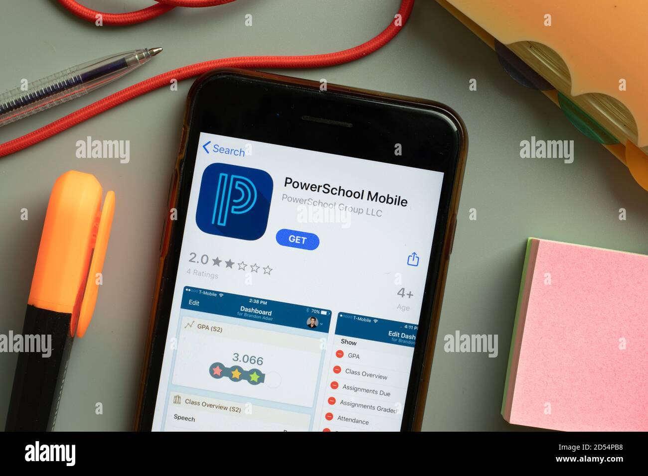 New York, USA - 29 September 2020: PowerSchool mobile app logo on phone ...