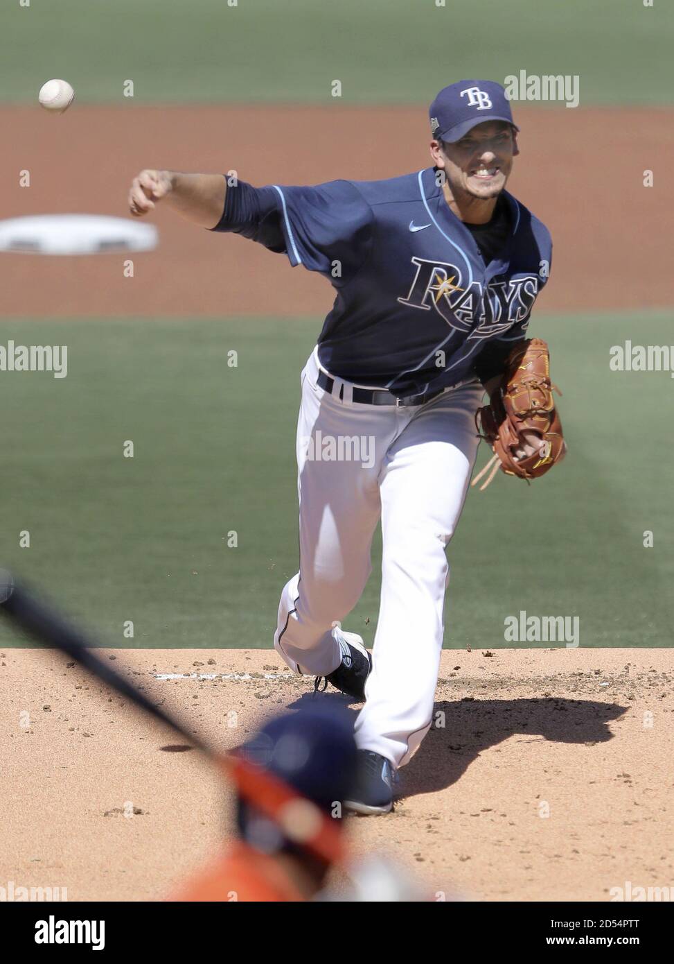 Charlie Morton of the Tampa Bay Rays pitches in Game 2 of the AL ...