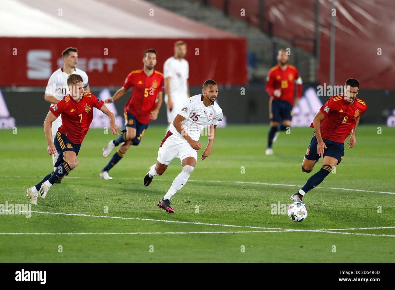 Madrid, Spain. 10th Oct, 2020. (L-R) Dani Olmo (ESP), Djibril Sow (SUI ...