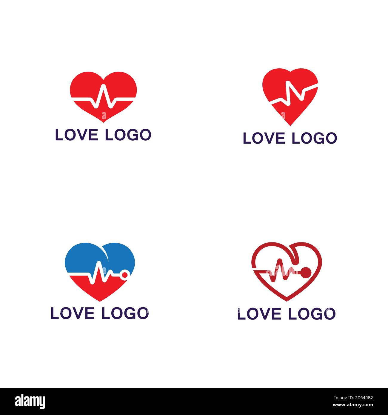 Love with Medical Pulse logo concept. Health love Creative Logo vector ...