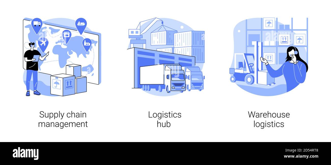 Goods transportation and storage abstract concept vector illustrations ...