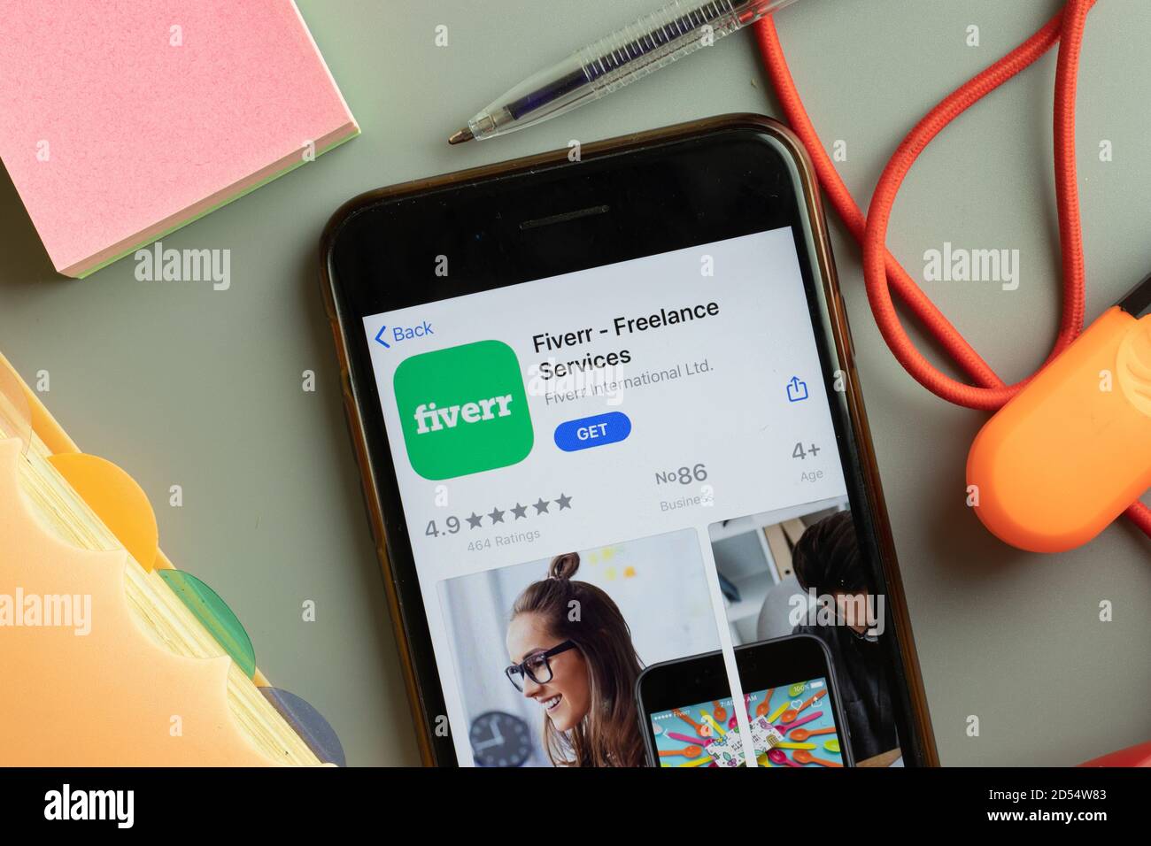 New York, USA - 26 September 2020: Fiverr Freelance Services mobile app ...
