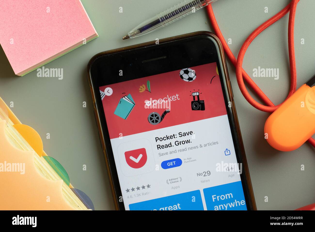 New York, USA - 26 September 2020: Pocket Save Read Grow mobile app ...