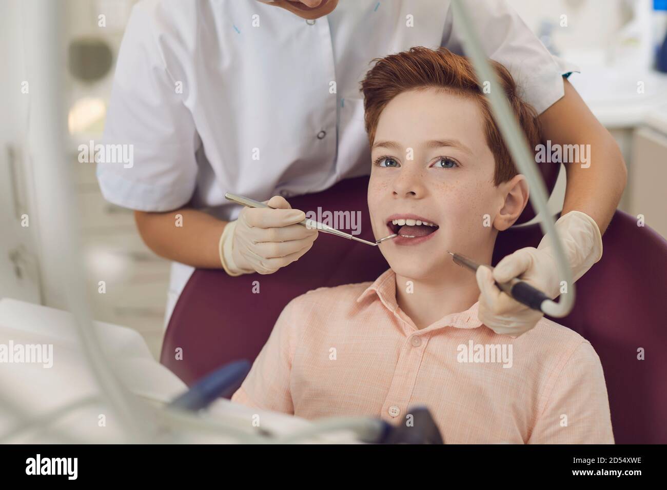 Child boy check-up in dentist office. Healthy teeth and smile. Children ...