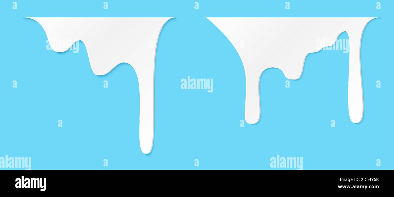 White melt drips or liquid sauce and milk drops. White liquid or melted ...