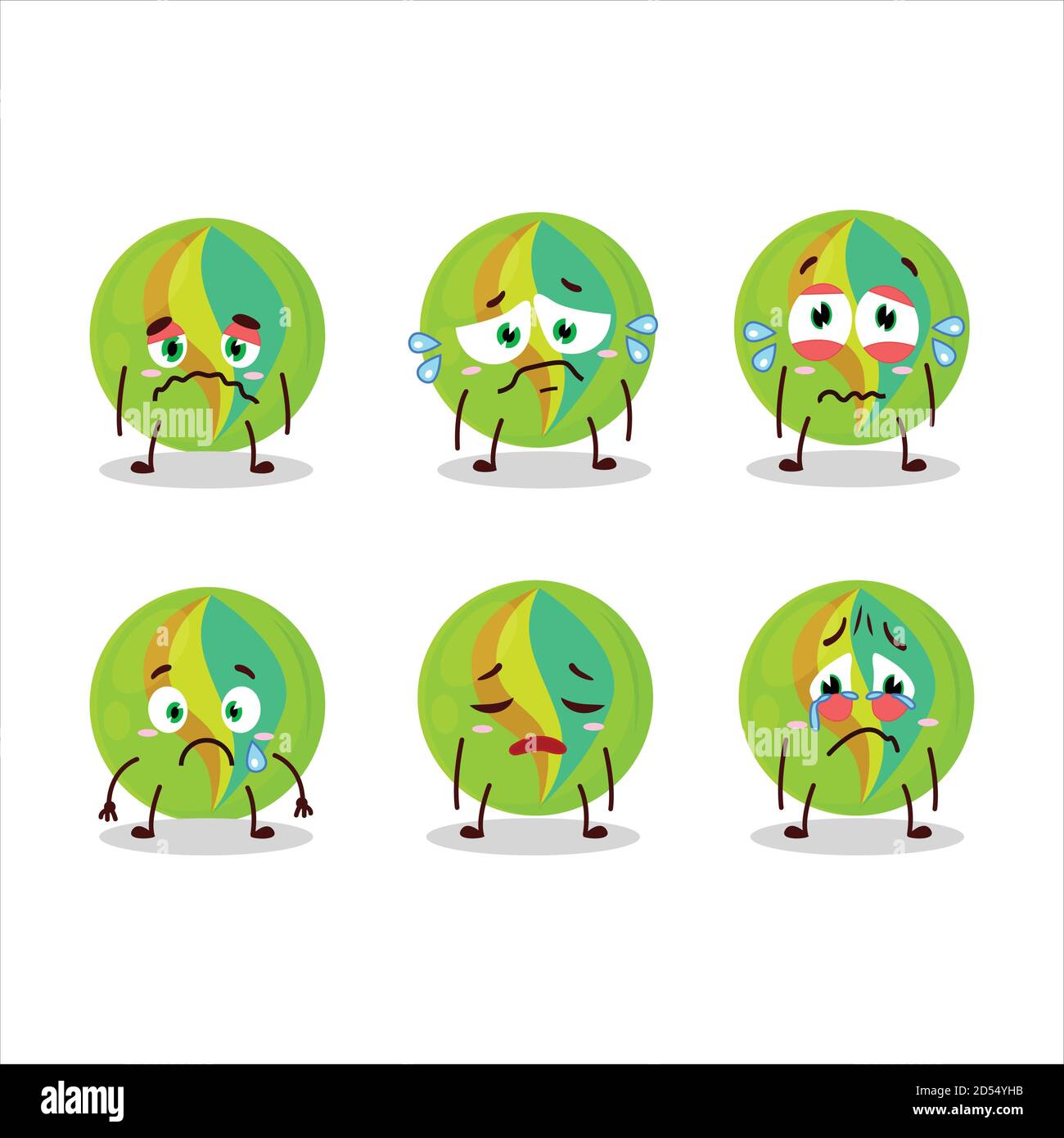 Green marbles cartoon character with sad expression Stock Vector Image ...