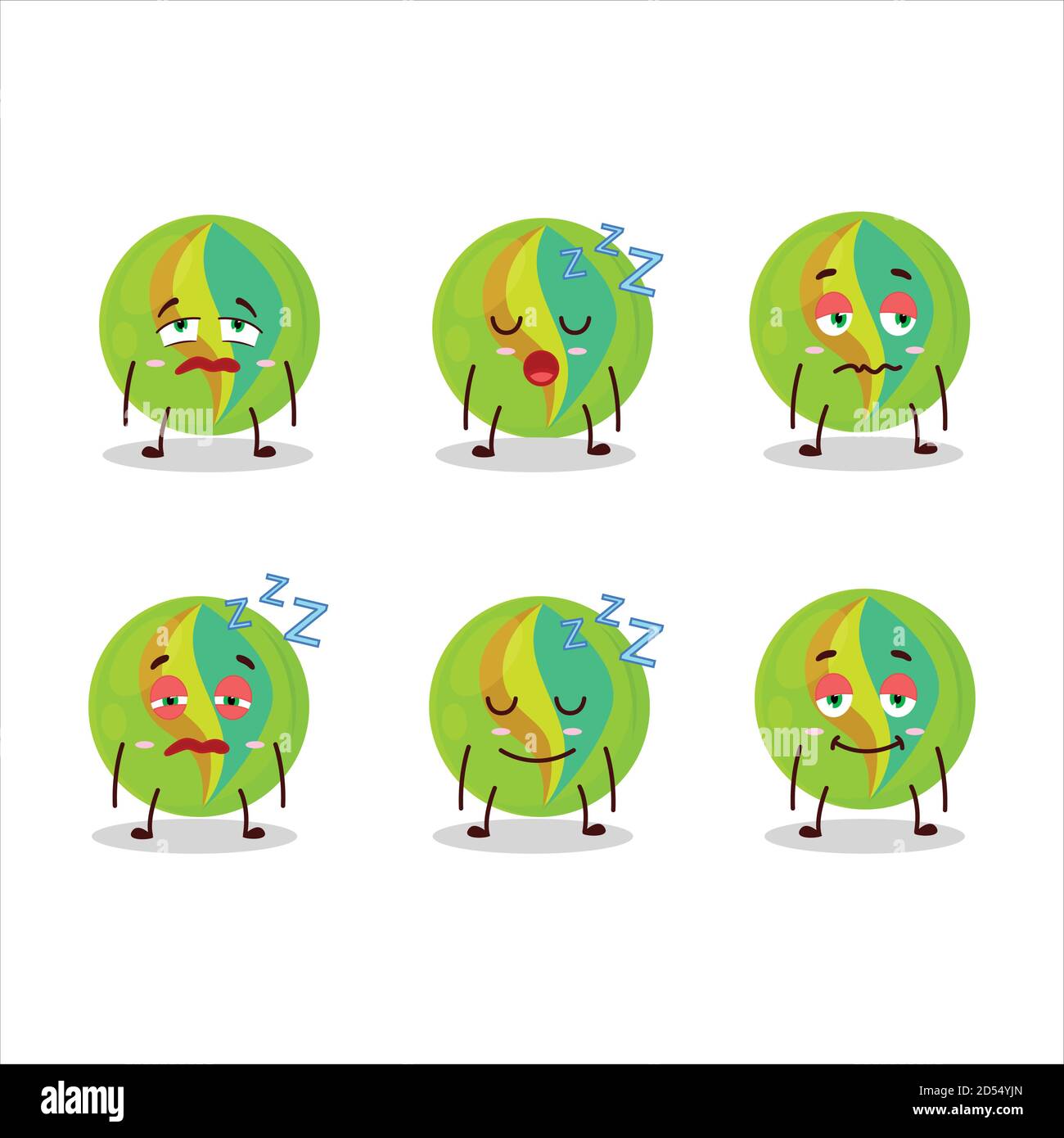 Cartoon character of green marbles with sleepy expression Stock Vector ...