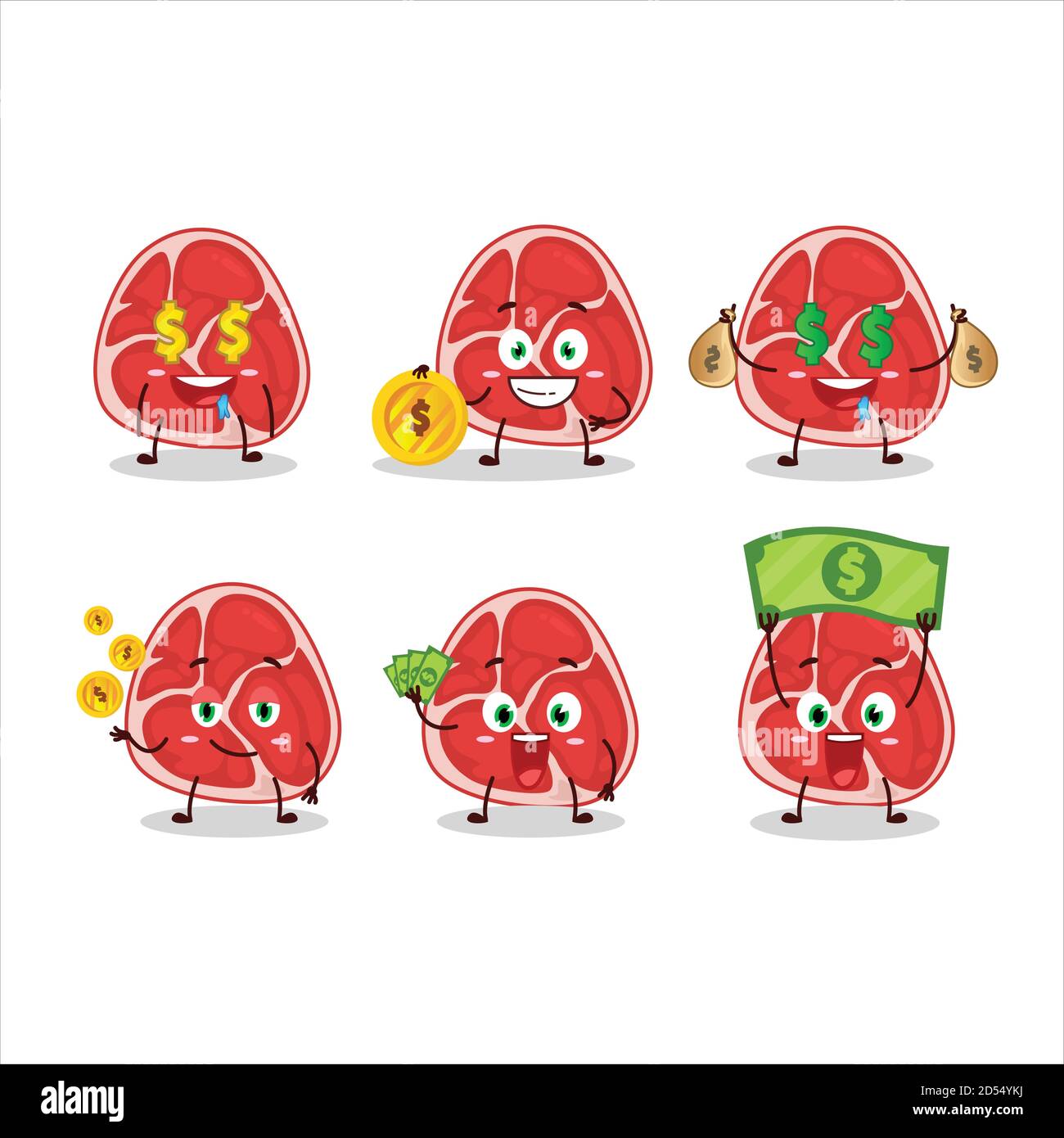 Ham cartoon character with cute emoticon bring money Stock Vector Image ...