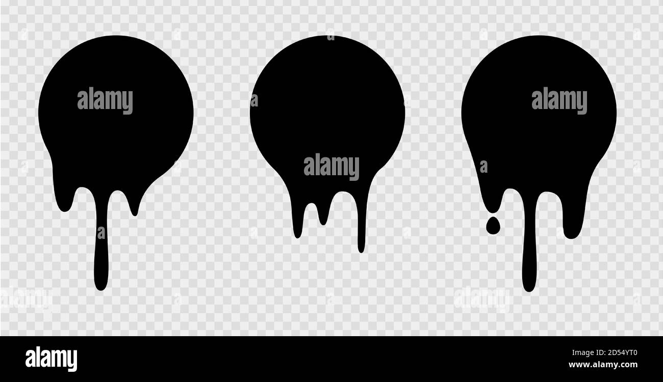 Melt drip stickers or circle labels. Vector liquid drops icons for ...