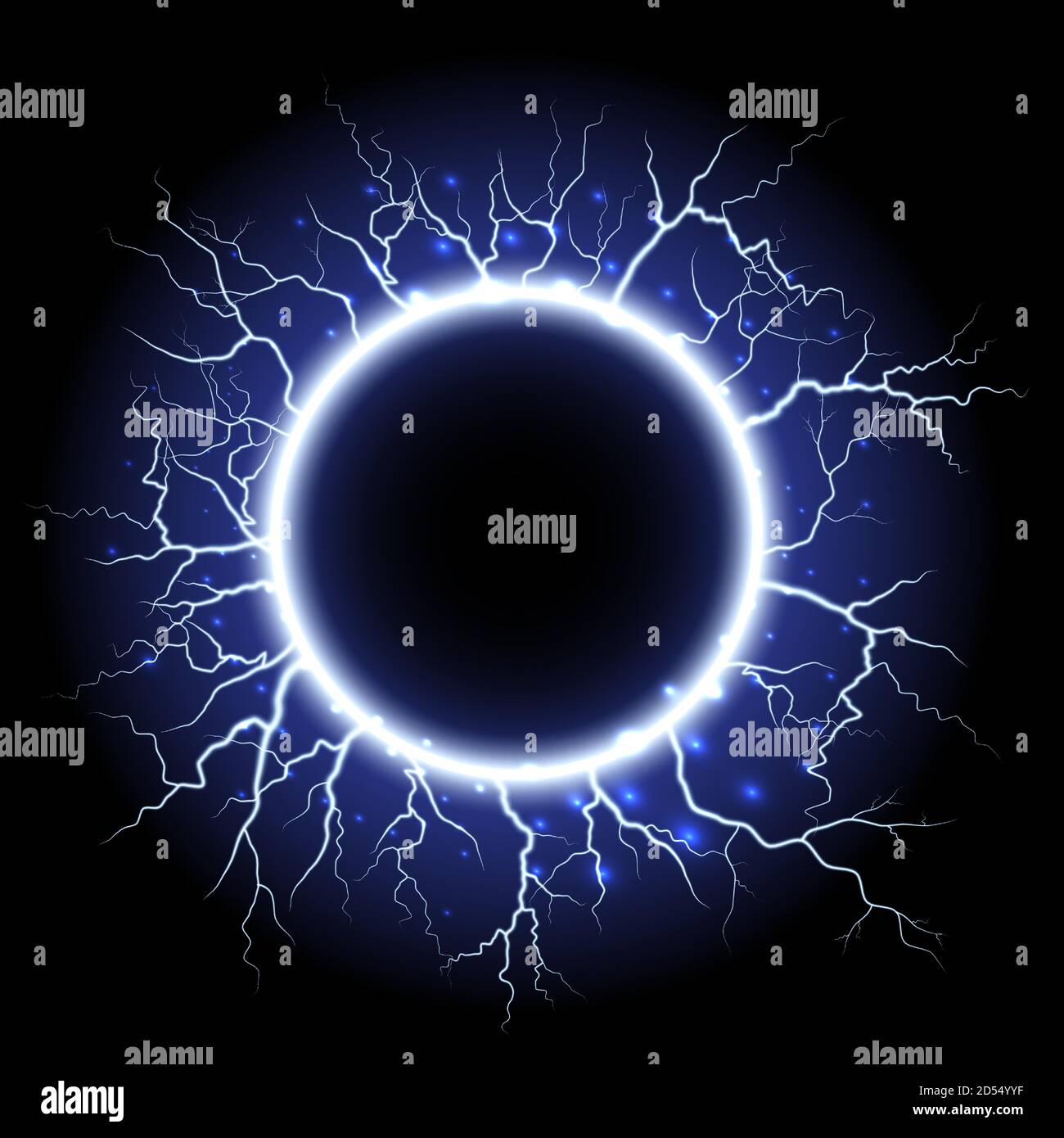 Lightning strikes and sparks, electrical energy on transparent ...