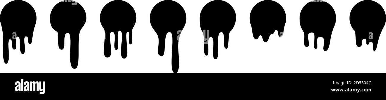 Melt drip stickers or circle labels. Vector liquid drops icons for ...