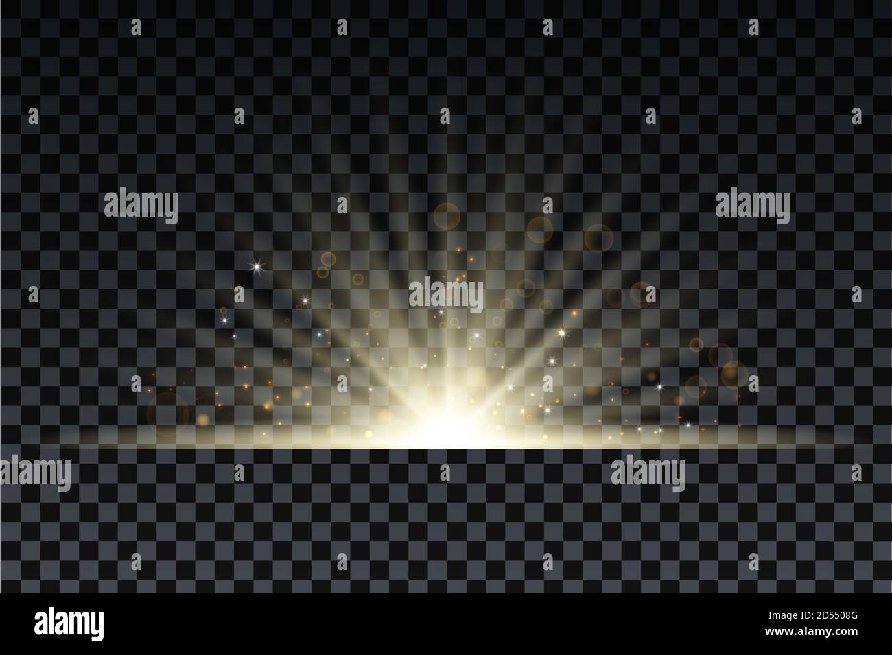 Golden burst with sparkle rays and lens flare effect. Glowing stars ...