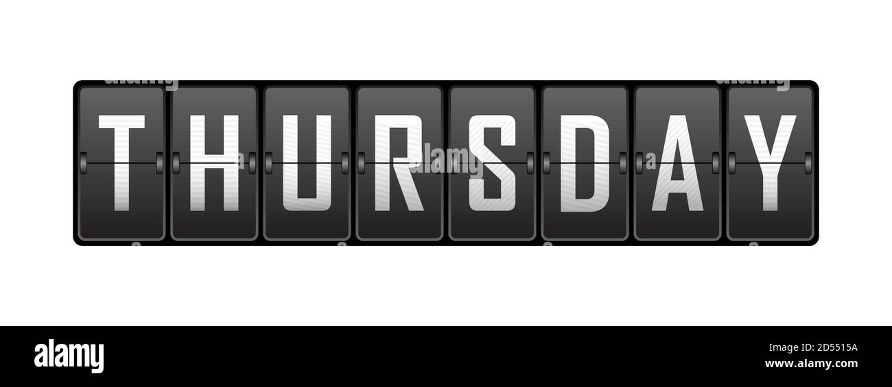 Thursday. Name of the day of the week on the cells of the mechanical ...