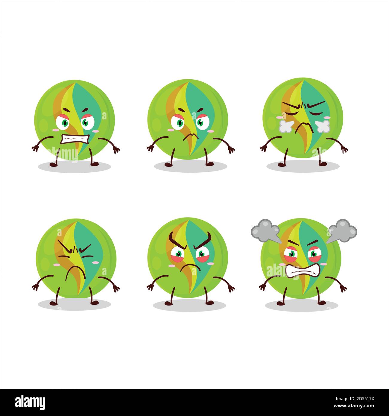 Green marbles cartoon character with various angry expressions Stock ...