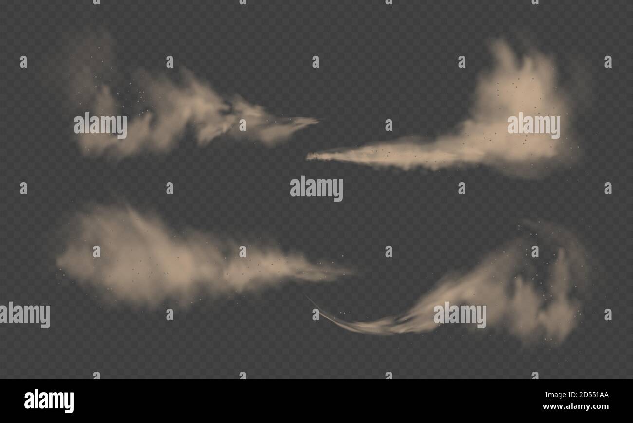 Dust cloud, sand storm, powder spray on transparent background. Desert ...