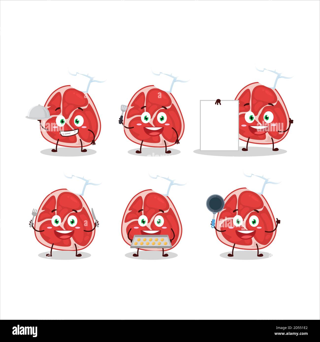 Cartoon character of ham with various chef emoticons Stock Vector Image ...