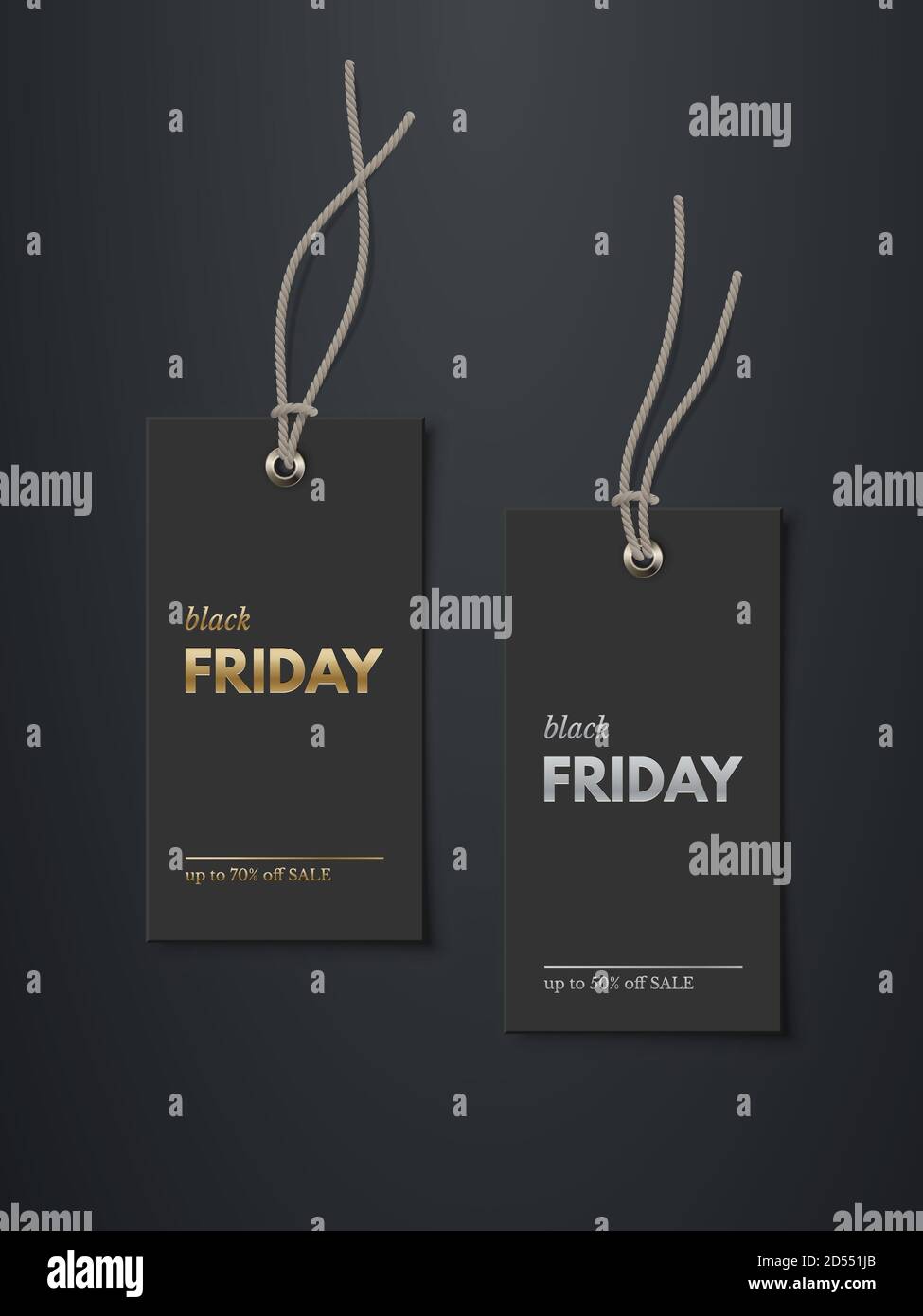 Black Friday price tags with sale mockup template set. Rectangle cards ...