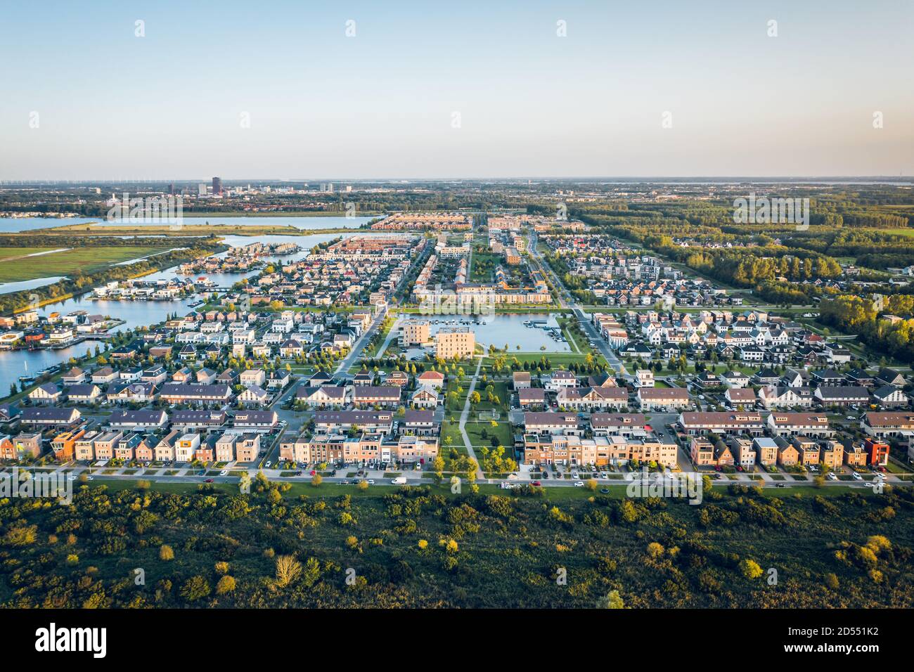 Modern suburban area Noorderplassen in Almere, The Netherlands, located ...