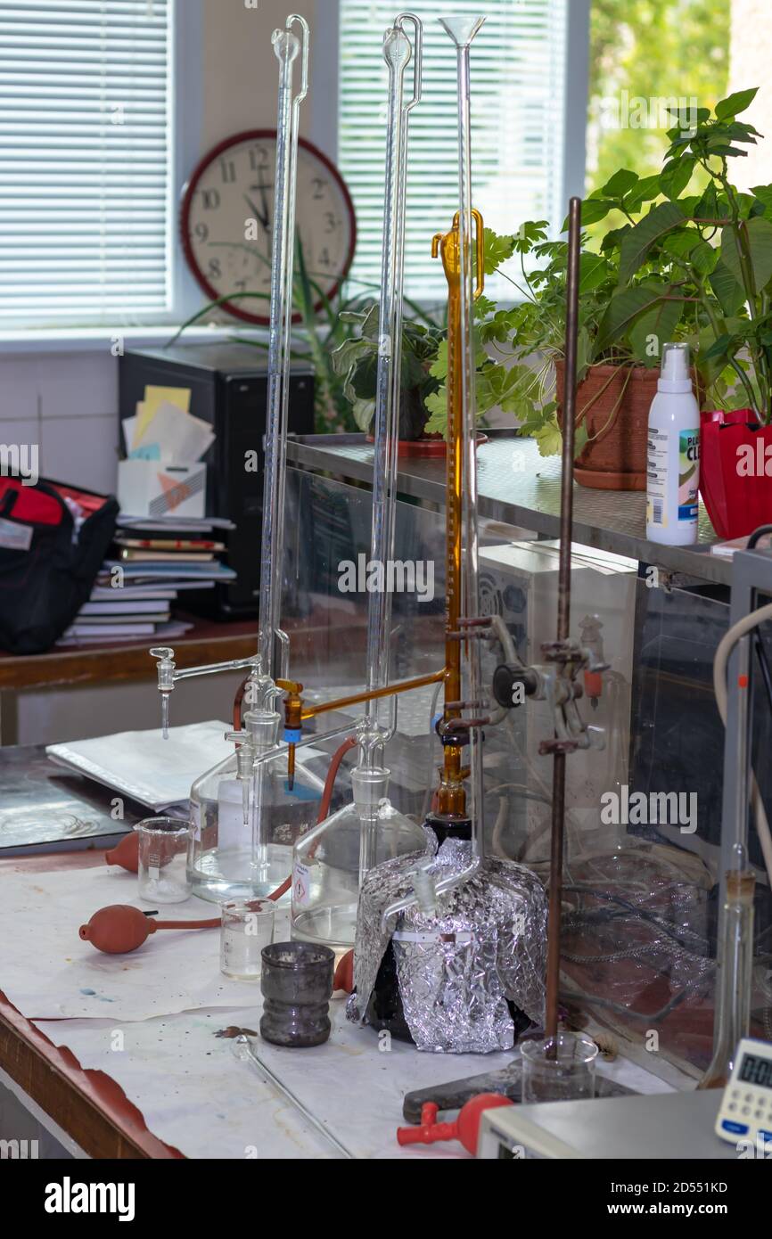 View over physico-chemical laboratory equipment Stock Photo - Alamy