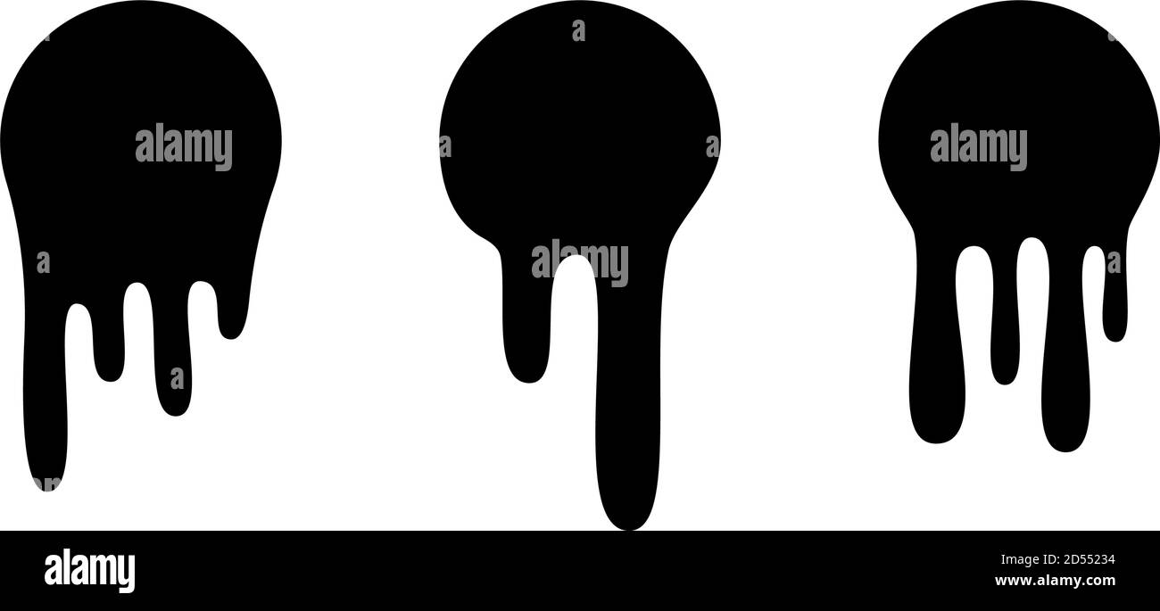 Melt drip stickers or circle labels. Vector liquid drops icons for ...
