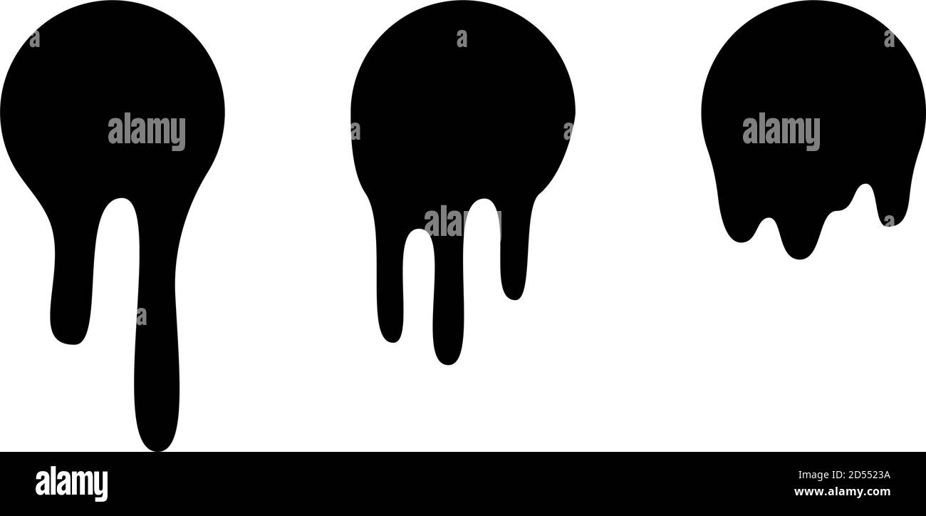 Melt drip stickers or circle labels. Vector liquid drops icons for ...