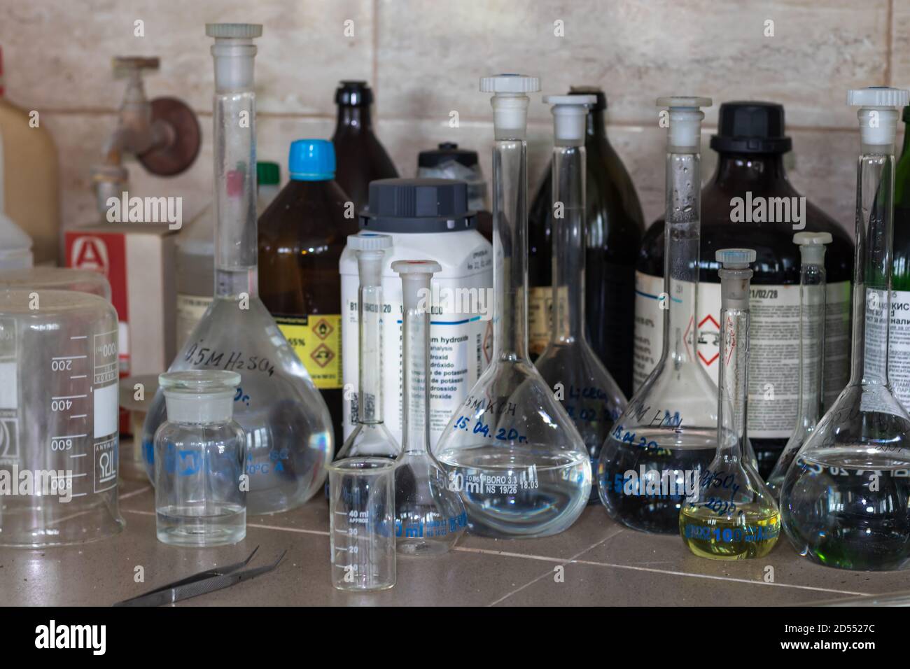 View over physico-chemical laboratory equipment Stock Photo - Alamy