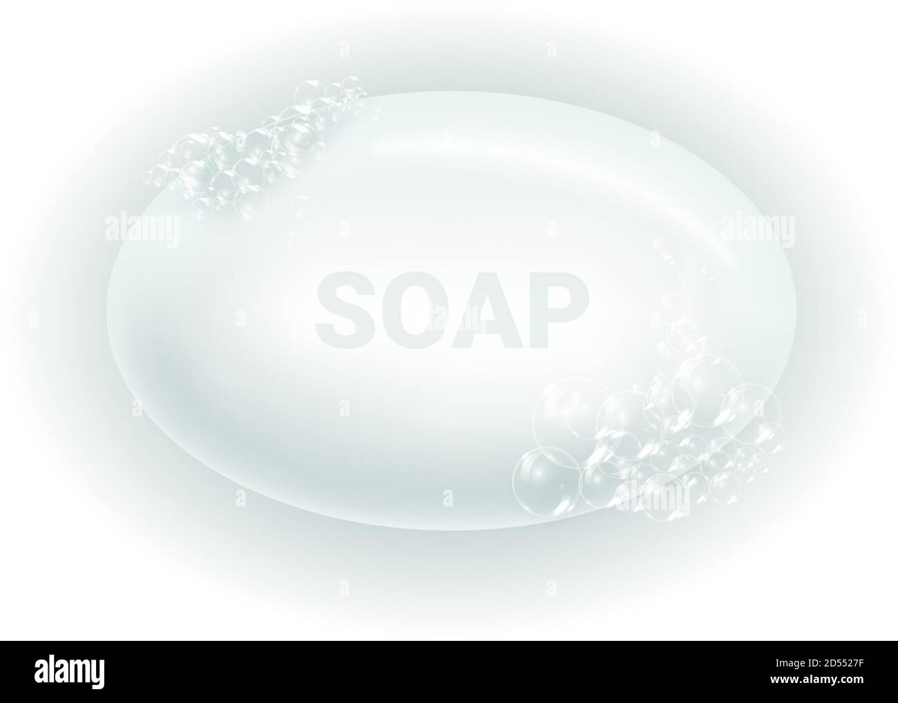 Soap bar with foam and bubbles isolated vector illustration on white ...