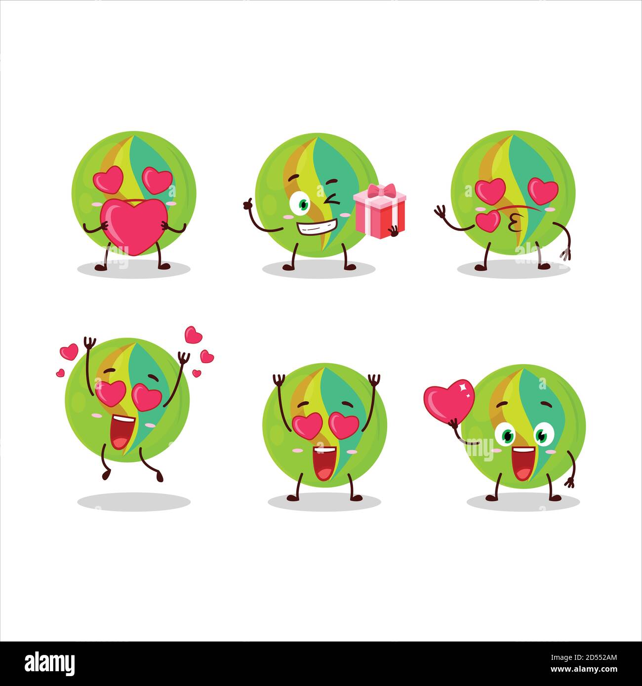 Green marbles cartoon character with love cute emoticon Stock Vector ...