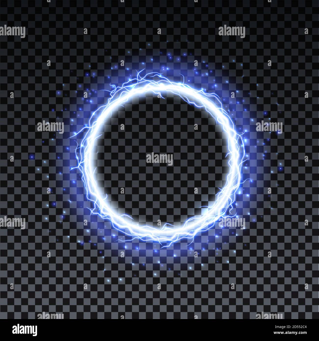 Lightning strikes and sparks, electrical energy on transparent ...
