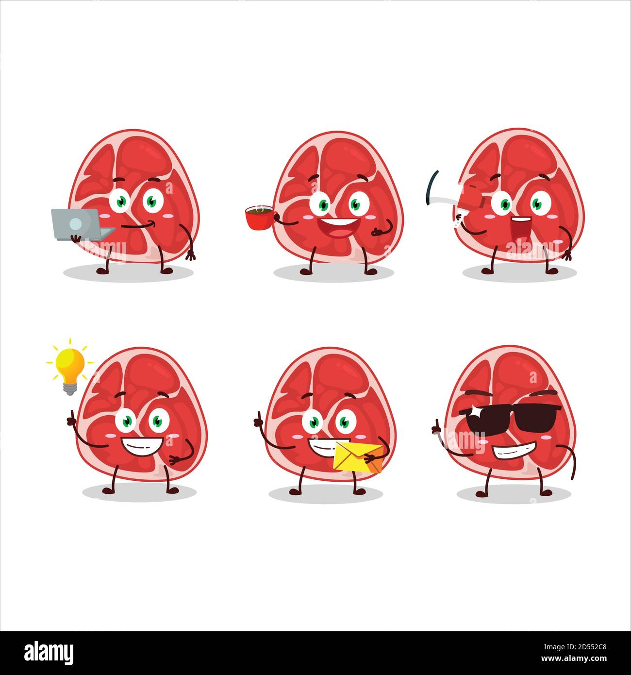 Ham cartoon character with various types of business emoticons Stock ...