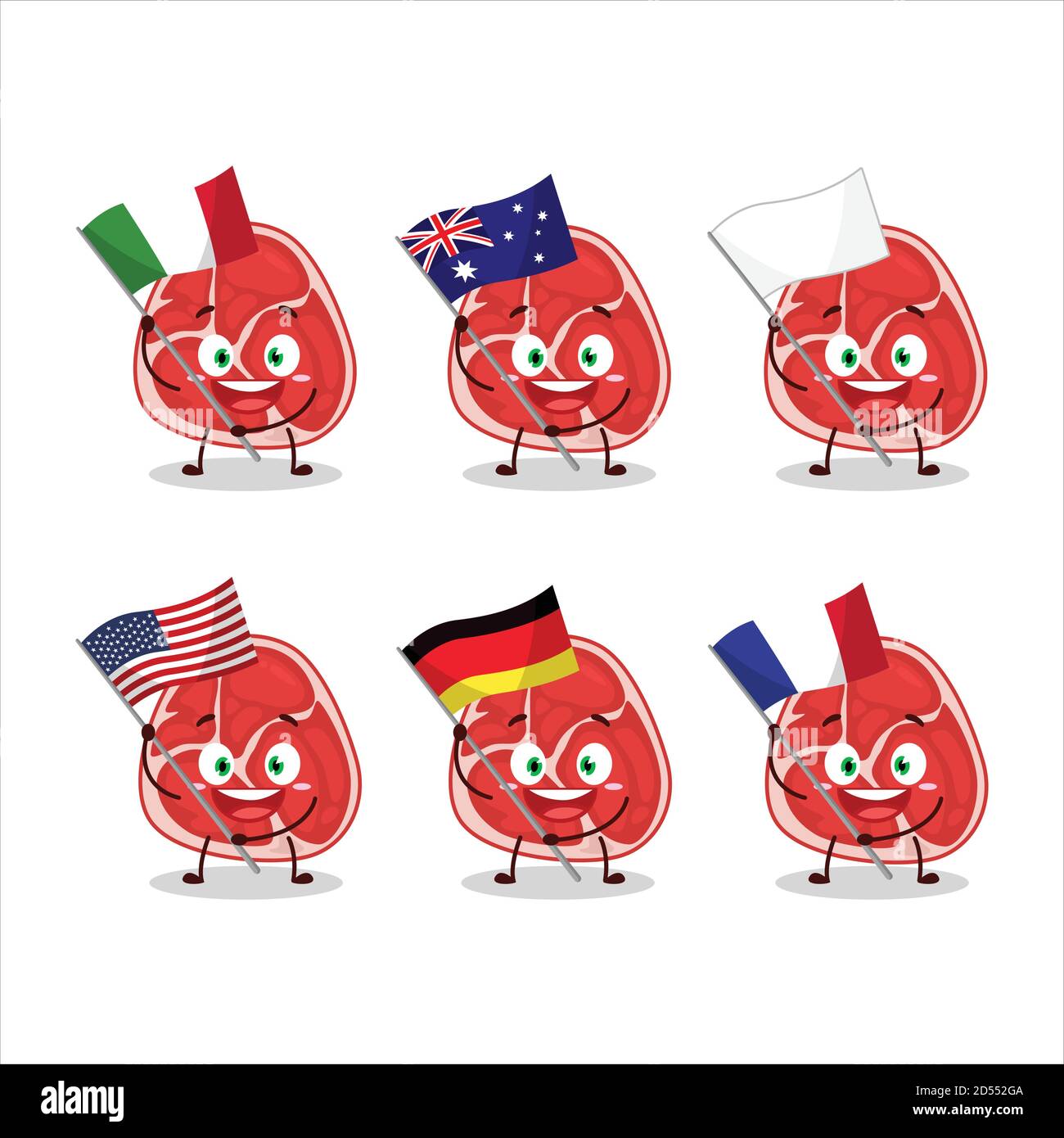 Ham cartoon character bring the flags of various countries Stock Vector ...