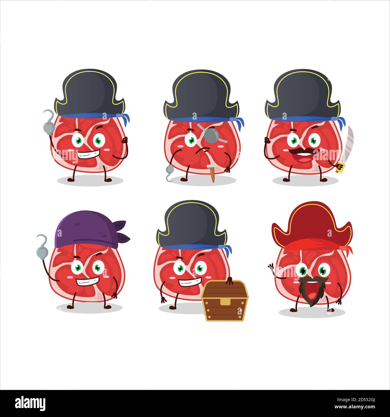 Cartoon character of ham with various pirates emoticons Stock Vector ...