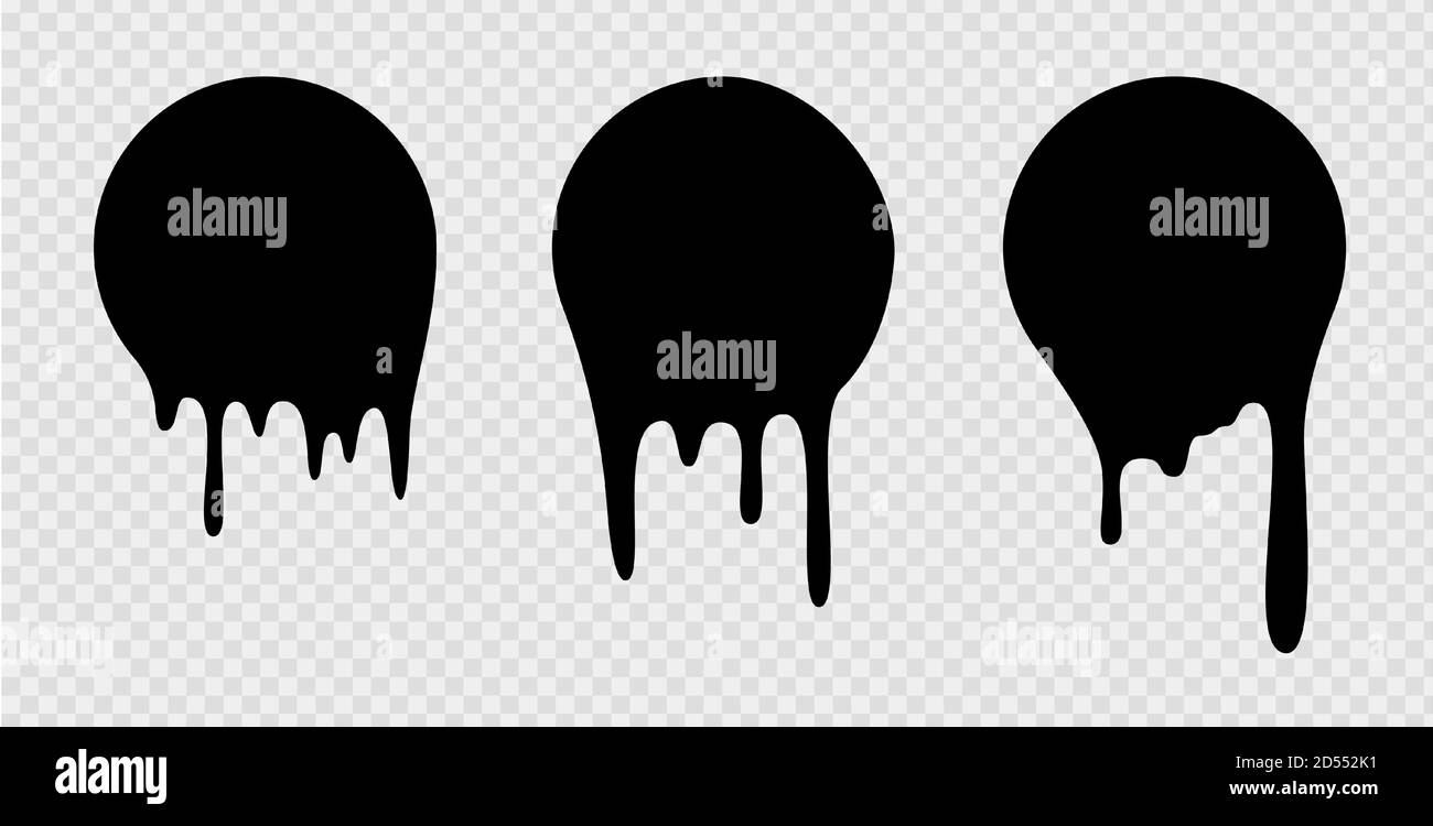 Melt drip stickers or circle labels. Vector liquid drops icons for ...