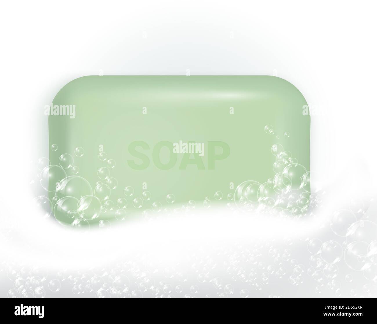 Soap bar with foam and bubbles isolated vector illustration on white ...