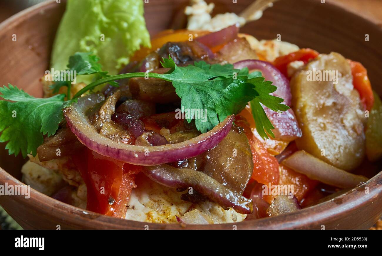 Bulgarian chicken casserole served Severniashki style Stock Photo - Alamy