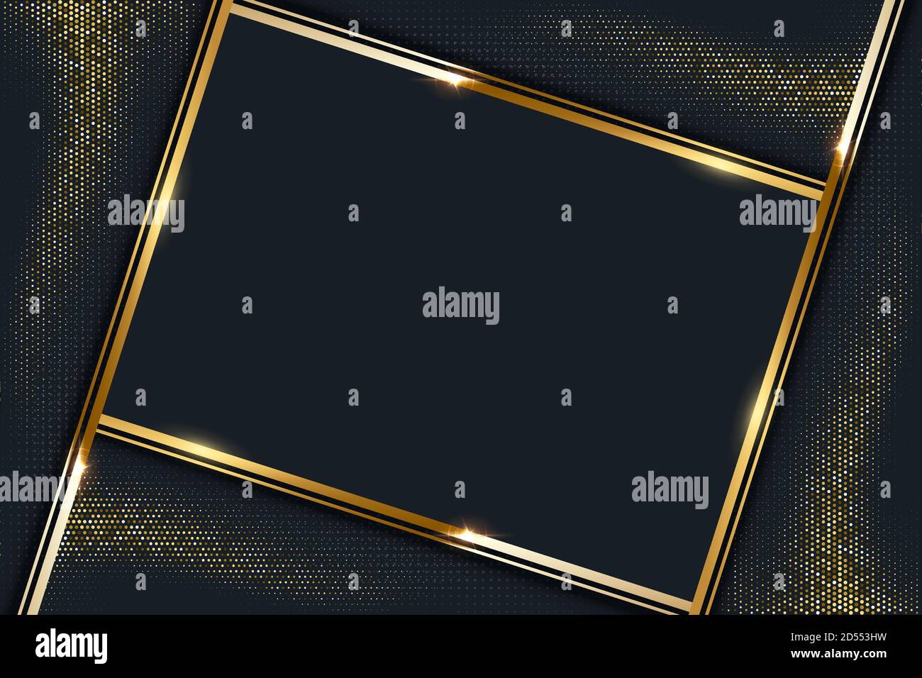 Abstract navy blue background with golden square frame Stock Vector ...