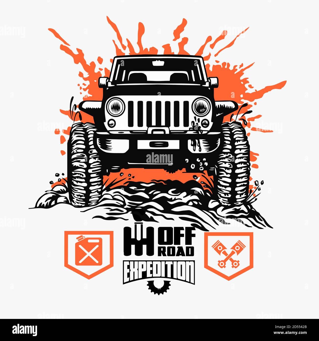 Off-road car and elements for tshirt and emblem - vector set Stock ...