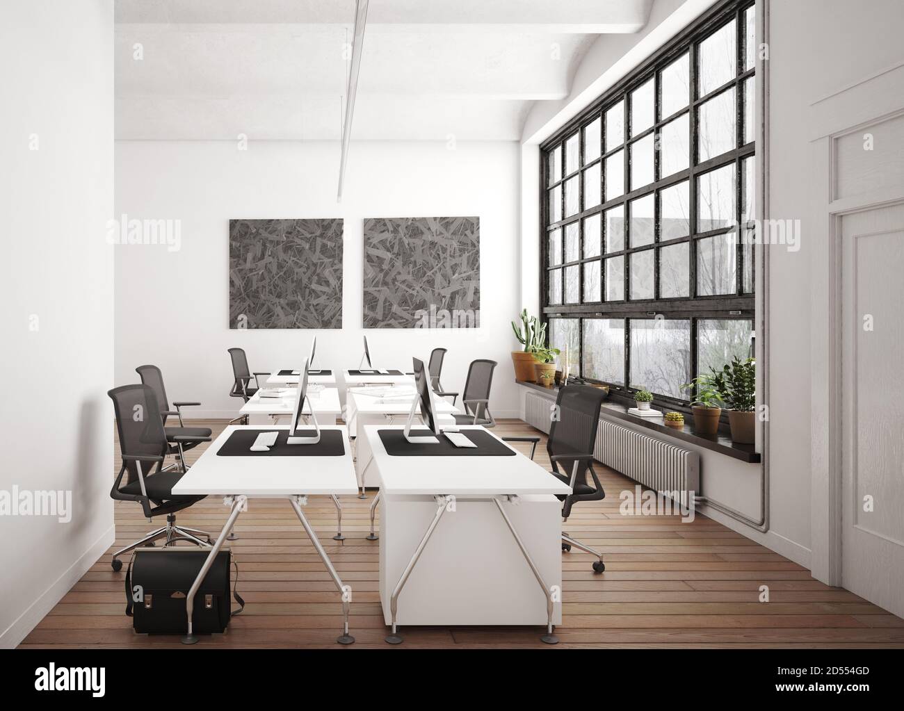contemporary loft office interior. 3d rendering design concept Stock ...