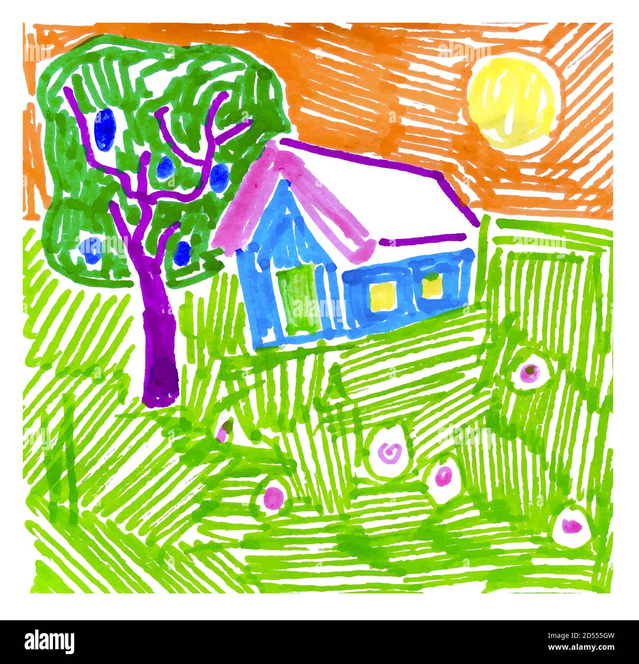 Sunny day village Cut Out Stock Images & Pictures - Alamy