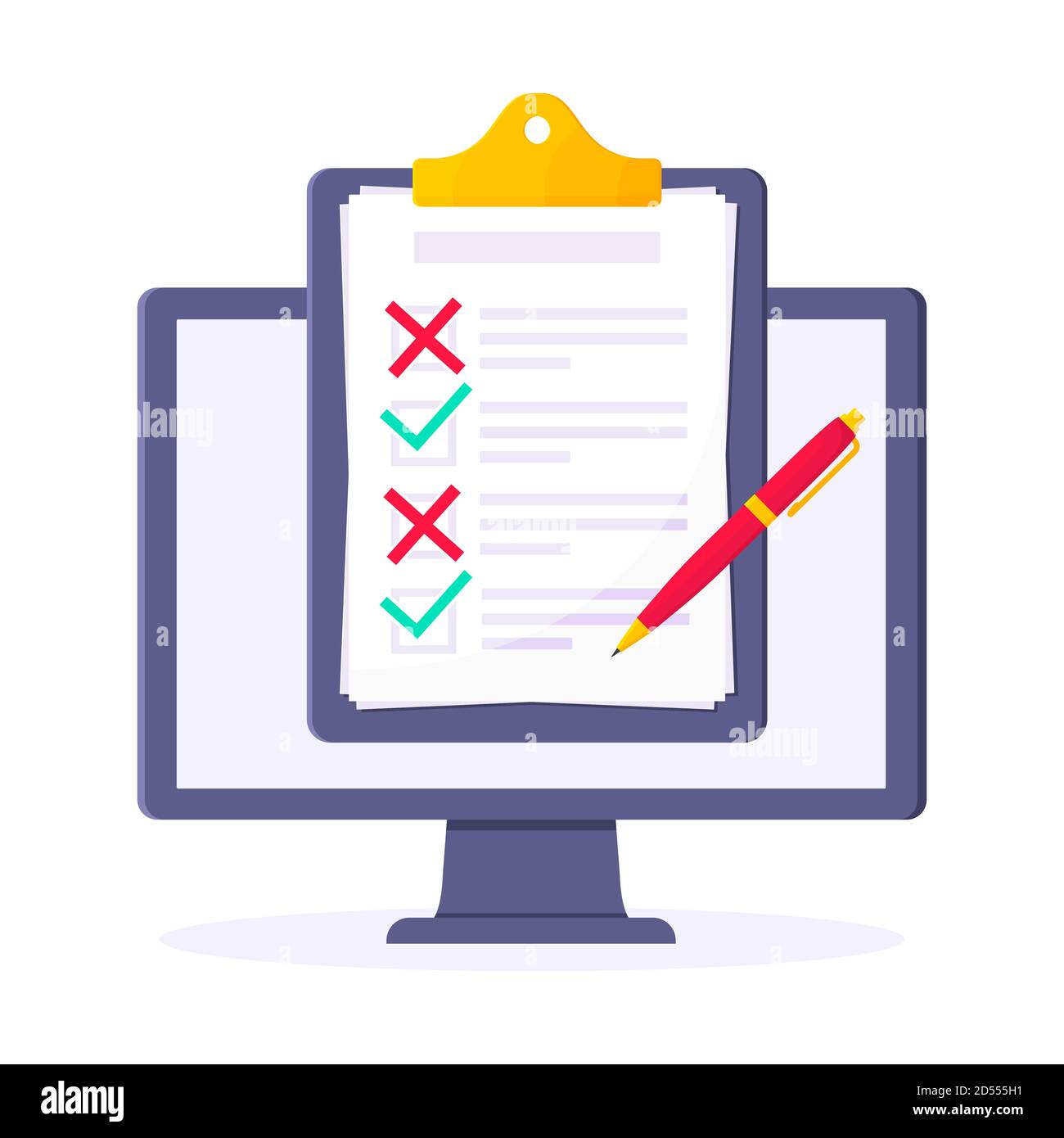 Complete checklist with check marks tick and x popped above the ...