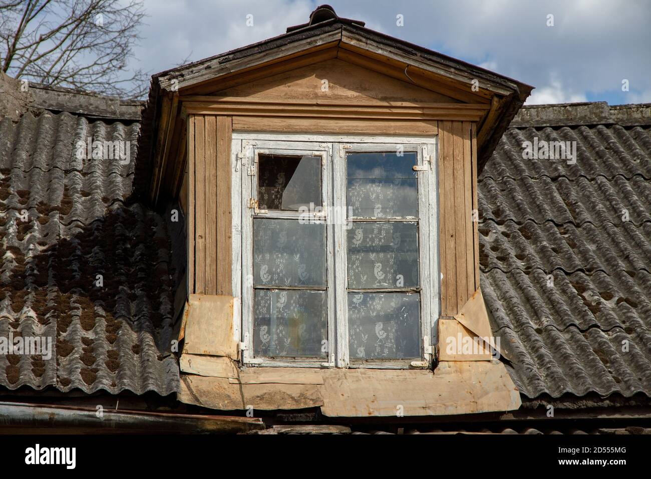 View to old window of attic Stock Photo - Alamy