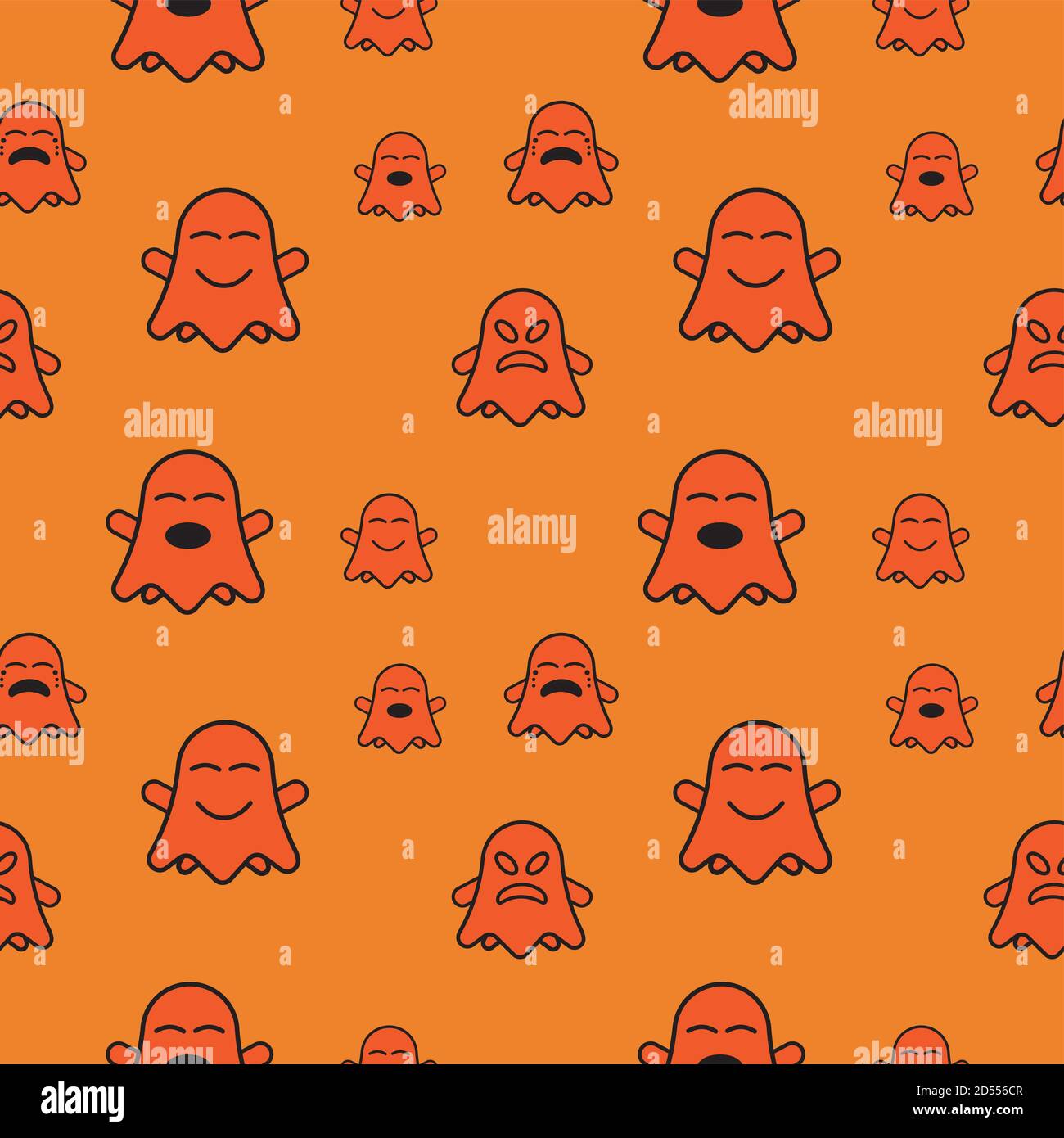 Cute ghost seamless pattern design template. Flat character vector illustration. outline design ...